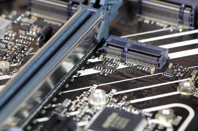 Close Up PCIe M.2 E Key Frmale Connector Interface for Mini PCIe WiFi ...