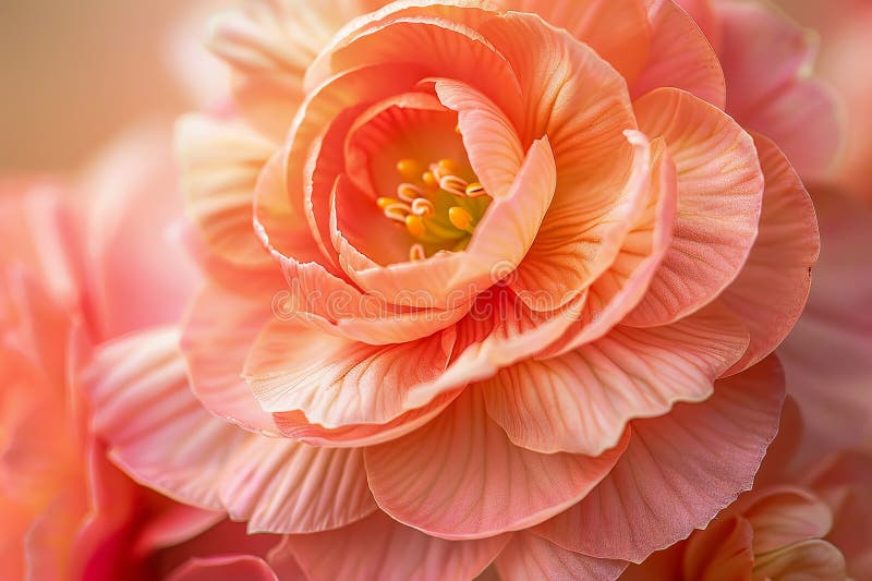 Close Up of Peach Begonia Flower in Bloom for Botanical Decor Stock ...