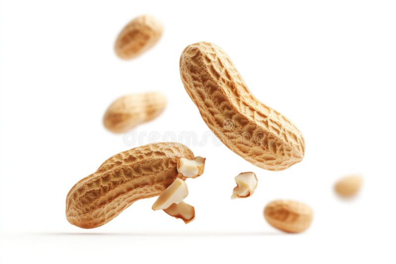 Close-up of Peanuts Falling Onto a White Surface Stock Image - Image of ...