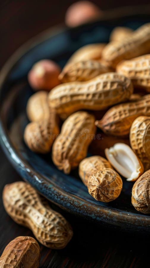 Close-up of Peanuts in Shell on Ceramic Plate, Food Photography Concept ...