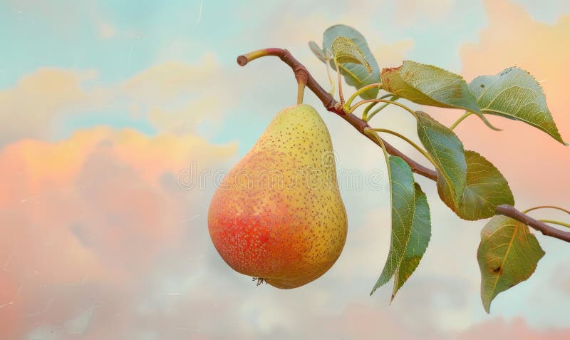 Close-up of a Pear with a Smooth Surface on a Branch Stock Photo ...