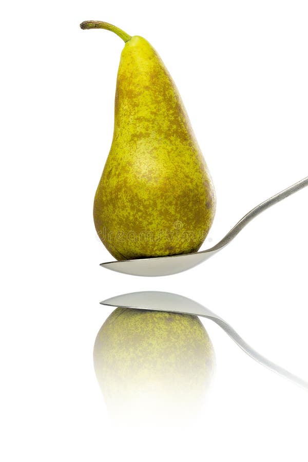 Close Up of a Pear, Standing on a Spoon Stock Image - Image of pear ...