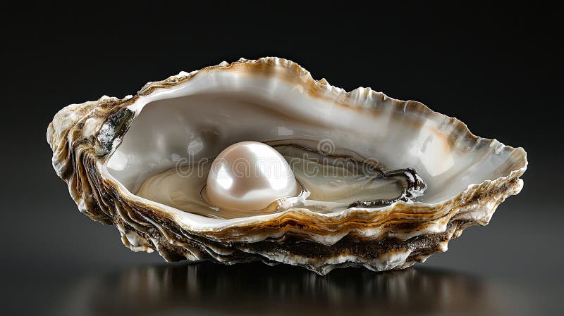 A Close Up of a Pearl Inside an Oyster Shell Stock Image - Image of ...