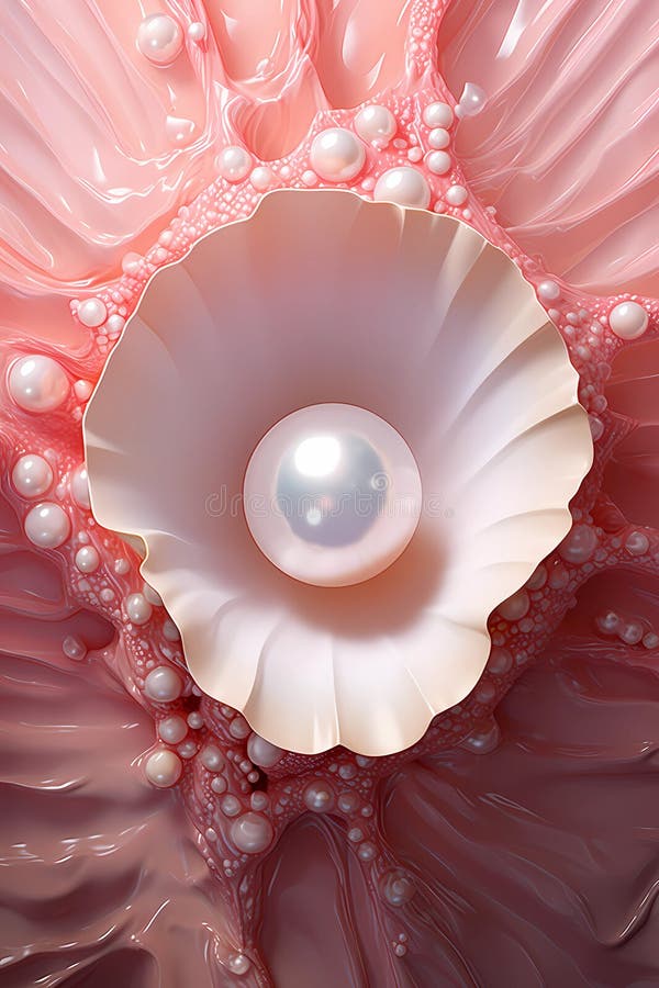 Close Up of a Pearl Inside a Shell Stock Illustration - Illustration of ...