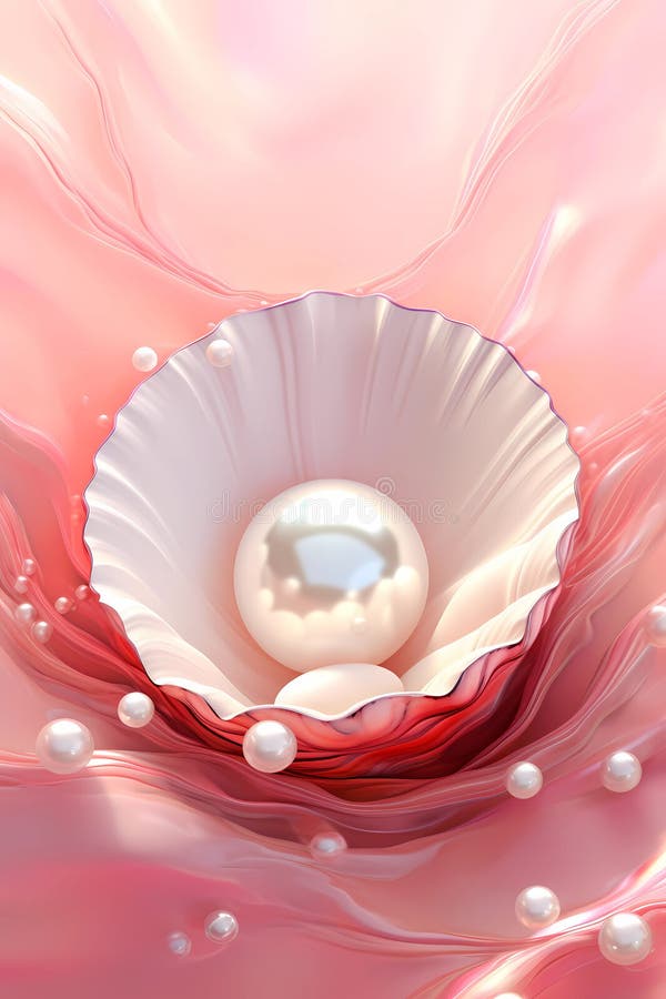 Close Up of a Pearl Inside a Shell Stock Illustration - Illustration of ...