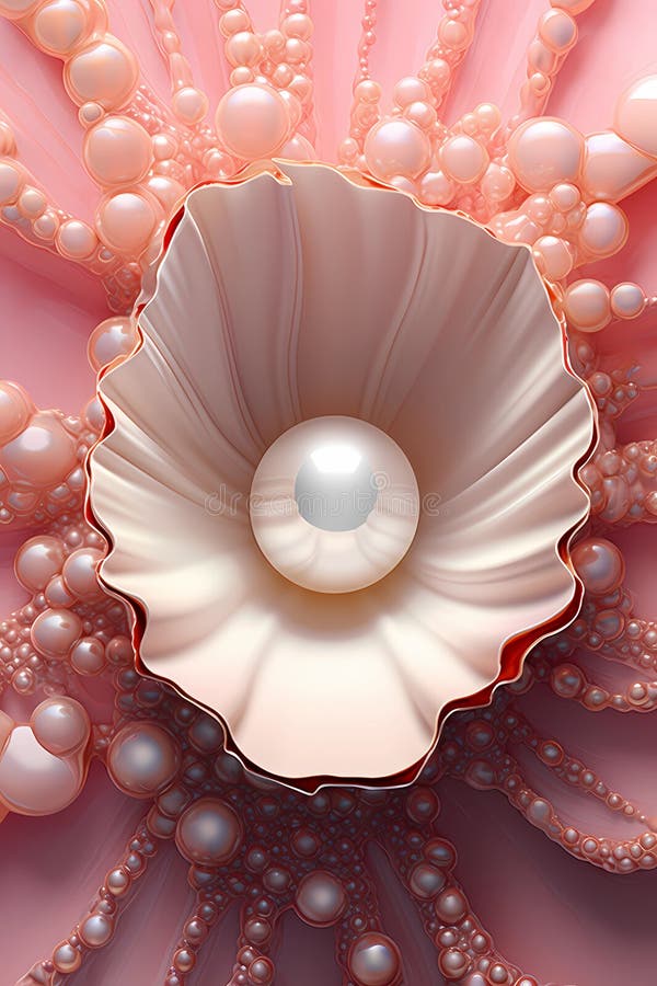 Close Up of a Pearl Inside a Shell Stock Illustration - Illustration of ...