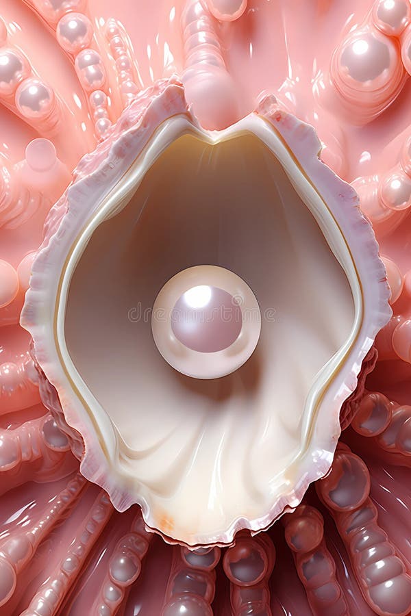 Close Up of a Pearl Inside a Shell Stock Illustration - Illustration of ...