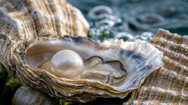 Close-up of a Pearl Oyster Shell Stock Illustration - Illustration of nature, render: 344619741