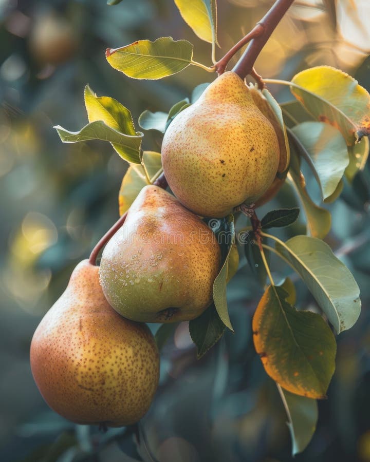 Close-up of Pears on Branches Stock Image - Image of juicy, closeup ...