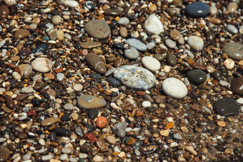Close Up of a Pebble Beach with the Sea. Stock Image - Image of exotic ...