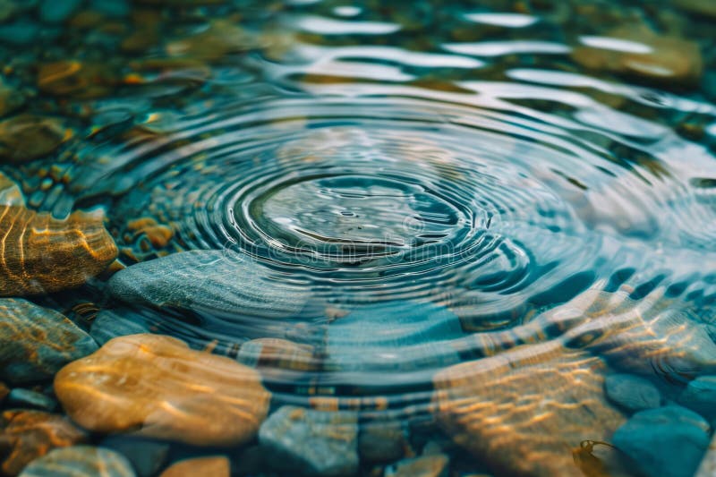 A Close-up of a Pebble Creating Ripples on the Surface of Water. Stock ...