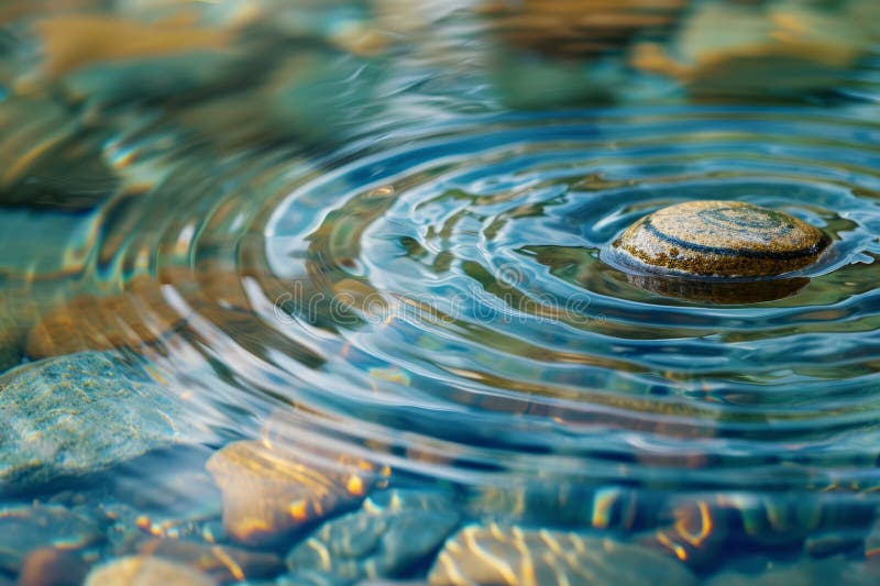 A Close-up of a Pebble Creating Ripples on the Surface of Water. Stock ...