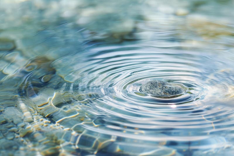 A Close-up of a Pebble Creating Ripples on the Surface of Water. Stock ...