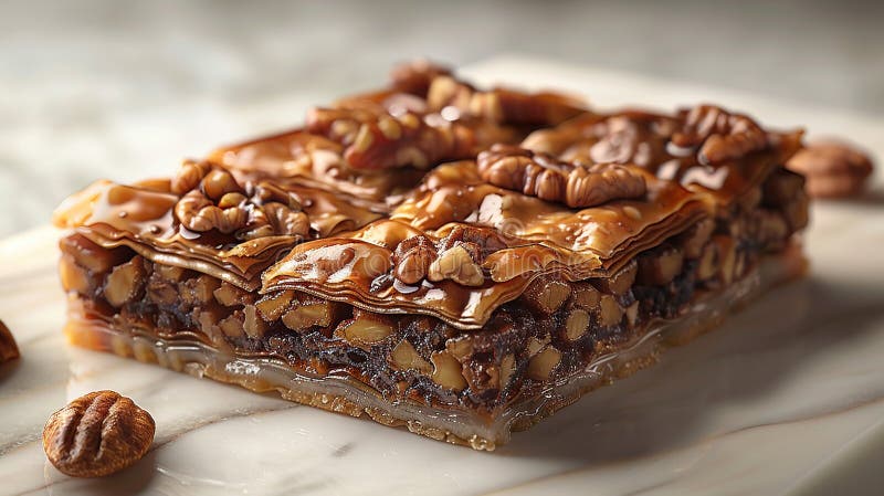 Close Up of Pecan Baklava stock illustration. Illustration of caramel ...