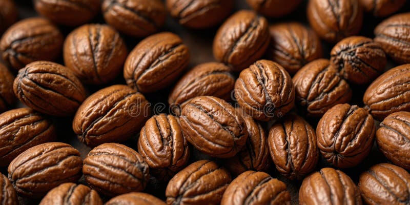 Close Up of Pecans on Background Raw Energy Top View. Stock Photo ...
