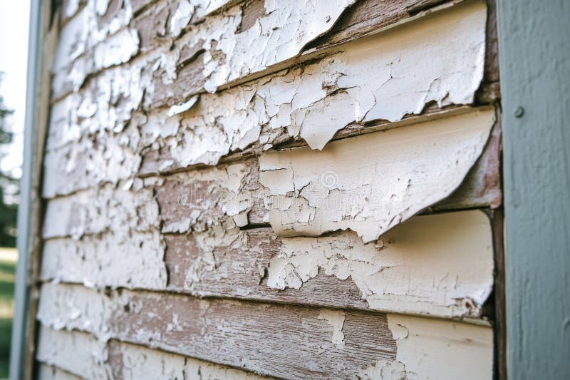 Close-up of Peeling Paint on the Side of a Building, Revealing Worn and ...