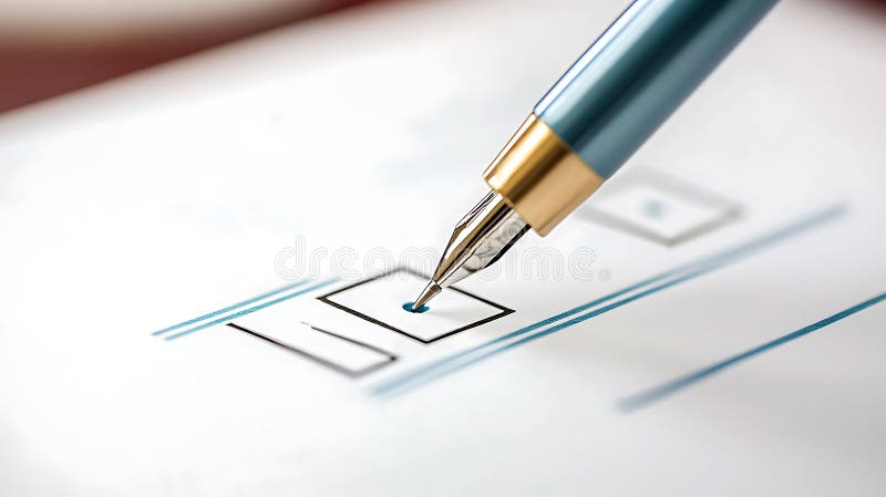Close Up of Pen Marking Checkbox on Document, Symbolizing Decision ...