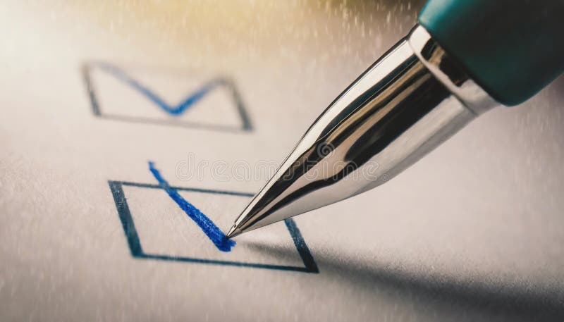 A Close-up of a Pen Marking a Checkbox on a Paper, Symbolizing ...