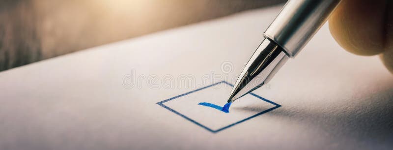 A Close-up of a Pen Marking a Checkbox on a Piece of Paper ...