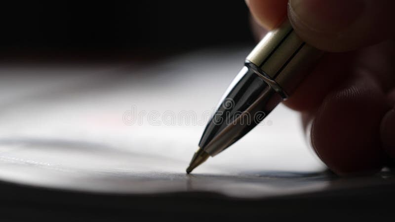 Pen Writing on Paper in 4K Resolution Stock Video - Video of ...
