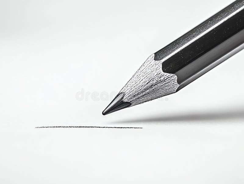 A Close-up of a Pencil Drawing a Line on White Paper Stock Photo ...