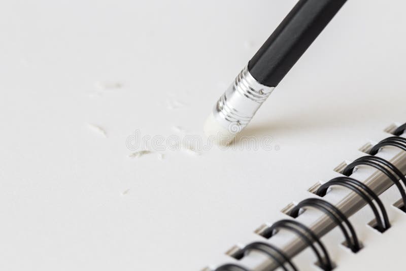 Close Up of a Pencil Eraser on Notebook Stock Image - Image of delete ...