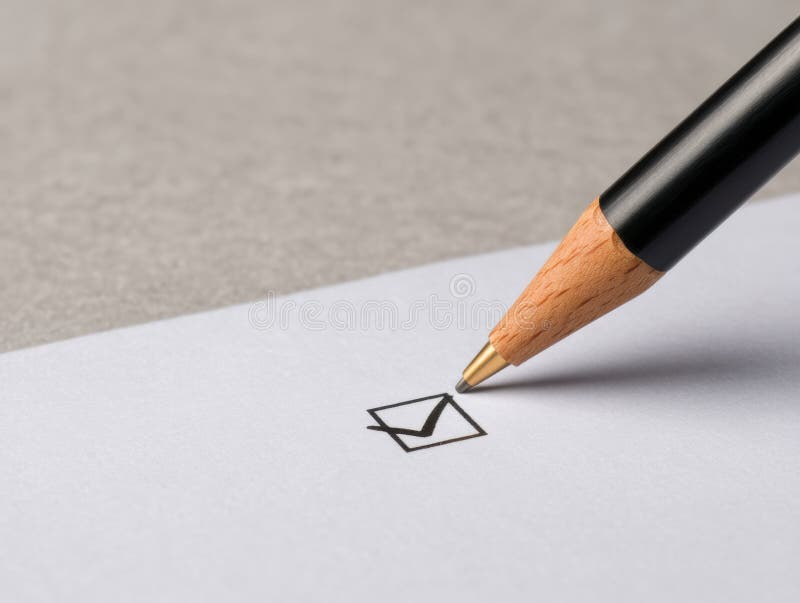 Pencil is Marking a Checkbox on a White Paper. Stock Illustration ...