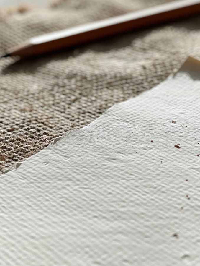 Close-up of a Pencil and Textured Paper, Ready for Drawing. Stock Photo ...
