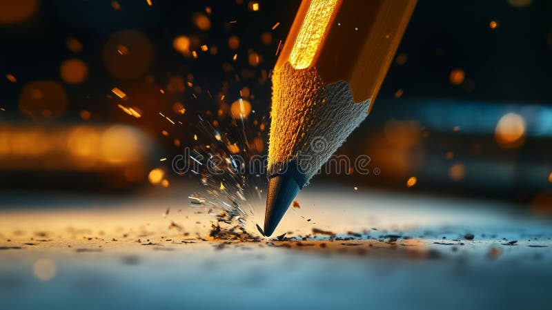 Close-up of Pencil Tip Sparking on Paper. Stock Image - Image of sparks ...