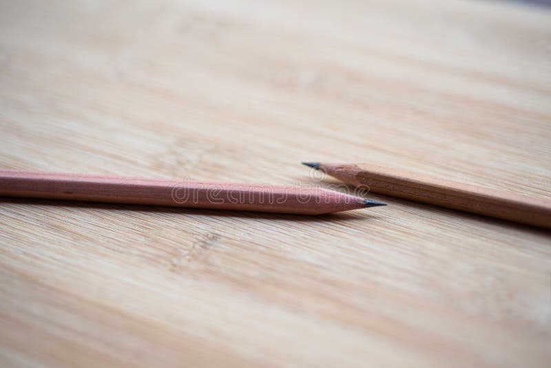 Close Up Pencil on Wood Table Stock Photo - Image of graphite, label ...