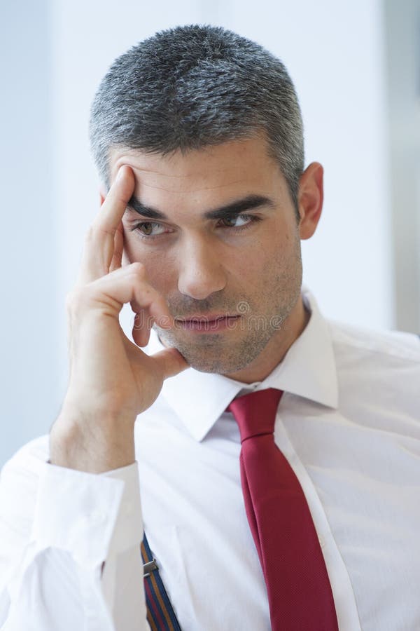 Close-up of Pensive Businessman Looking Off Camera Stock Image - Image ...