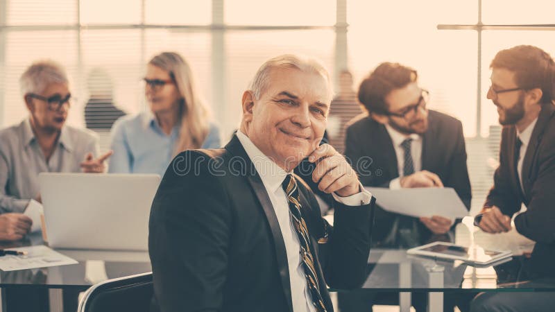 Close Up. Pensive Businessman Sitting in the Office Stock Photo - Image ...
