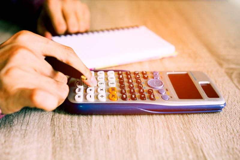 Close Up People with Calculator Counting Making Notes Stock Image ...