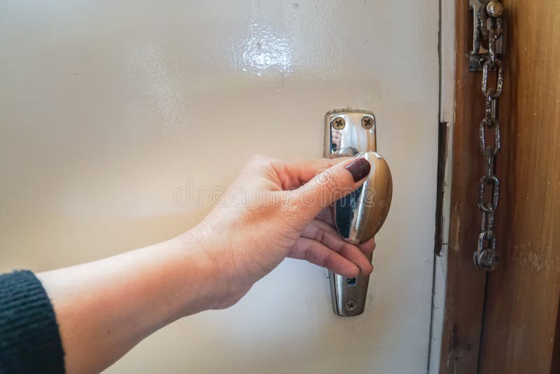 Hold Doorknob To Open The Office Door Stock Photo - Image of holding ...
