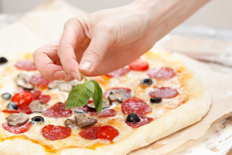 People Hand Serving Pepperoni Pizza Stock Photo - Image of eating ...