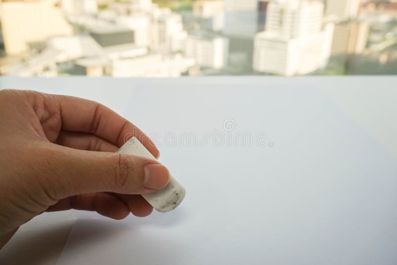 Eraser in Woman S Hand Isolated on Pure White Stock Photo - Image of ...