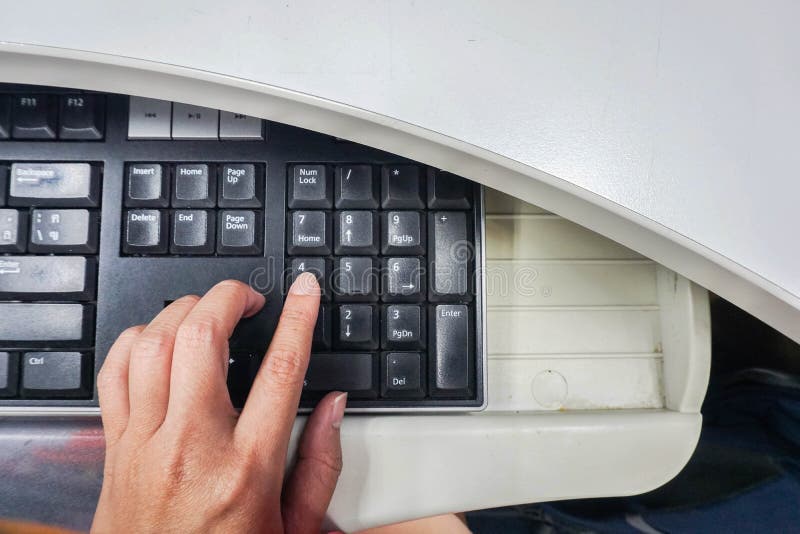 Close Up People Left Hand on Computer Keyboard Stock Image - Image of ...