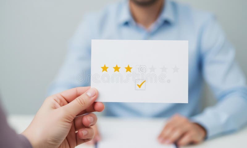 Close-up on Performance Evaluation Feedback Card in Business Context ...