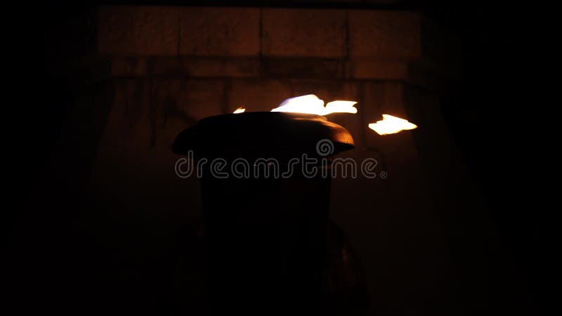 Close Up of Perpetual Fire in Nighttime. Eternal Flame Burning in ...