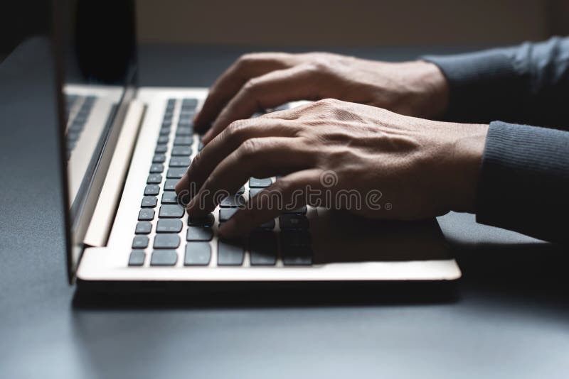 Close Up of Person Hand Typing on Laptop Keyboard, Author Useing ...