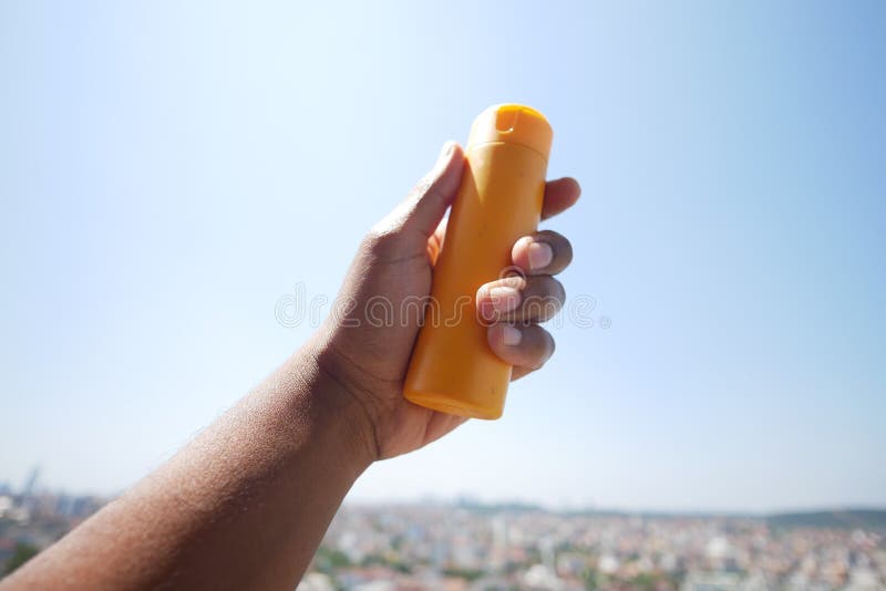 Close Up of Person Hand Using Sunscreen Cream Outdoor Stock Image ...