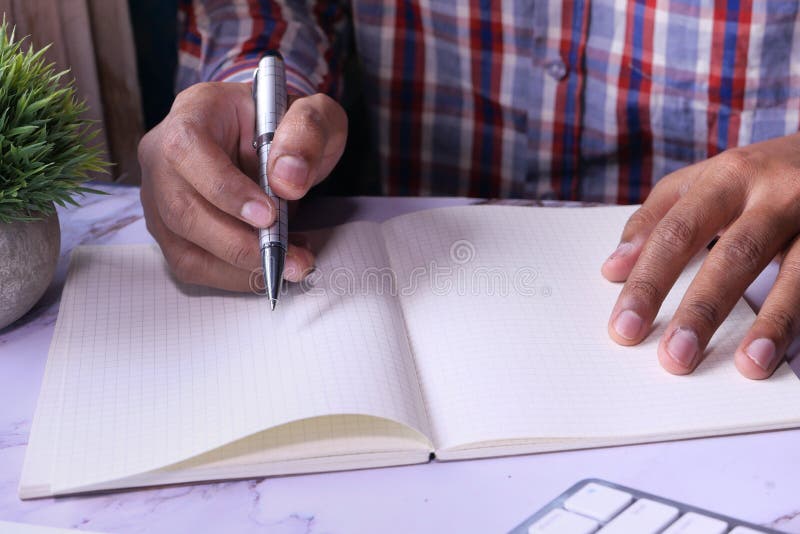 Close Up of Man Hand Using Keyboard on Table Stock Image - Image of ...