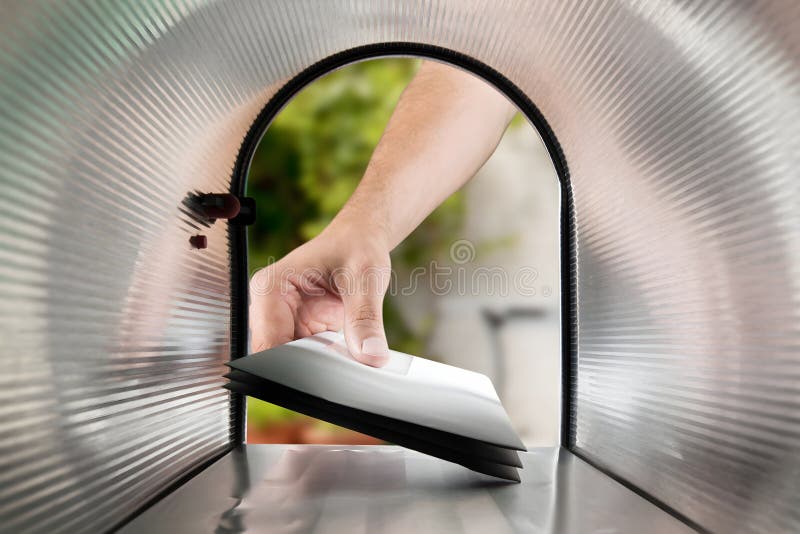Person Hands Taking Letters View from Inside the Mailbox Stock Image ...