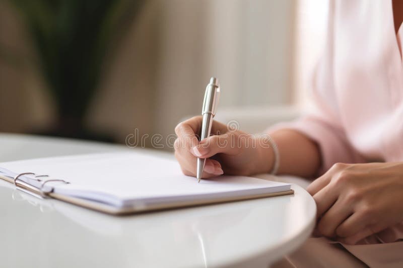 Close Up of a Person Hands Writing Down Notes with a Pen. Stock ...