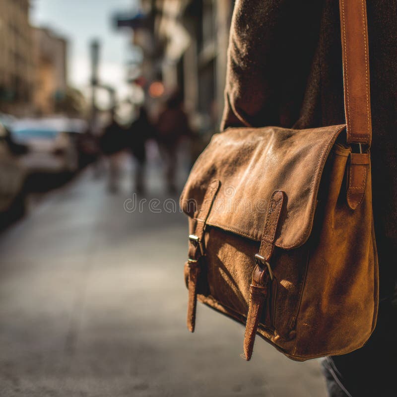 Close Up of Person with Messenger Bag Stock Illustration - Illustration ...