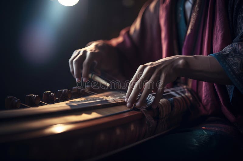 A Close Up of a Person Playing a Musical Instrument on a Stage Stock ...