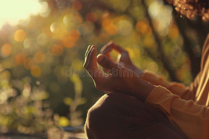 Closeup of a Person Practicing Deep Breathing in a Serene Outdoor ...