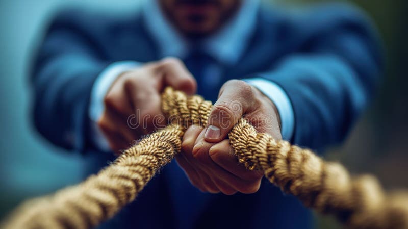 Close-Up of Person Pulling Rope Stock Illustration - Illustration of ...