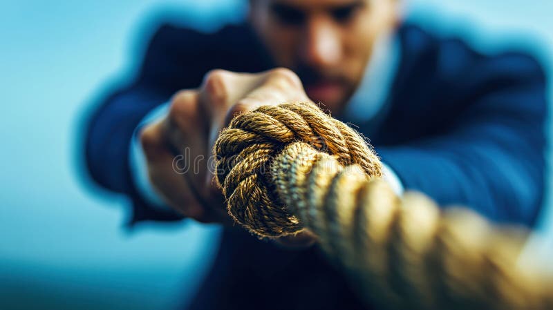 Close-Up of Person Pulling Rope Stock Illustration - Illustration of ...
