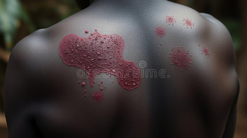 A Closeup of a Persons Back with a Red Rash Stock Illustration ...